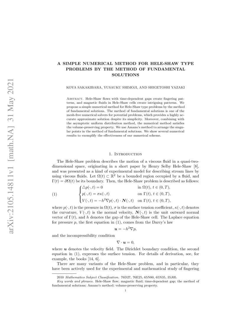 A simple numerical method for Hele-Shaw type problems by the method of fundamental solutions ...