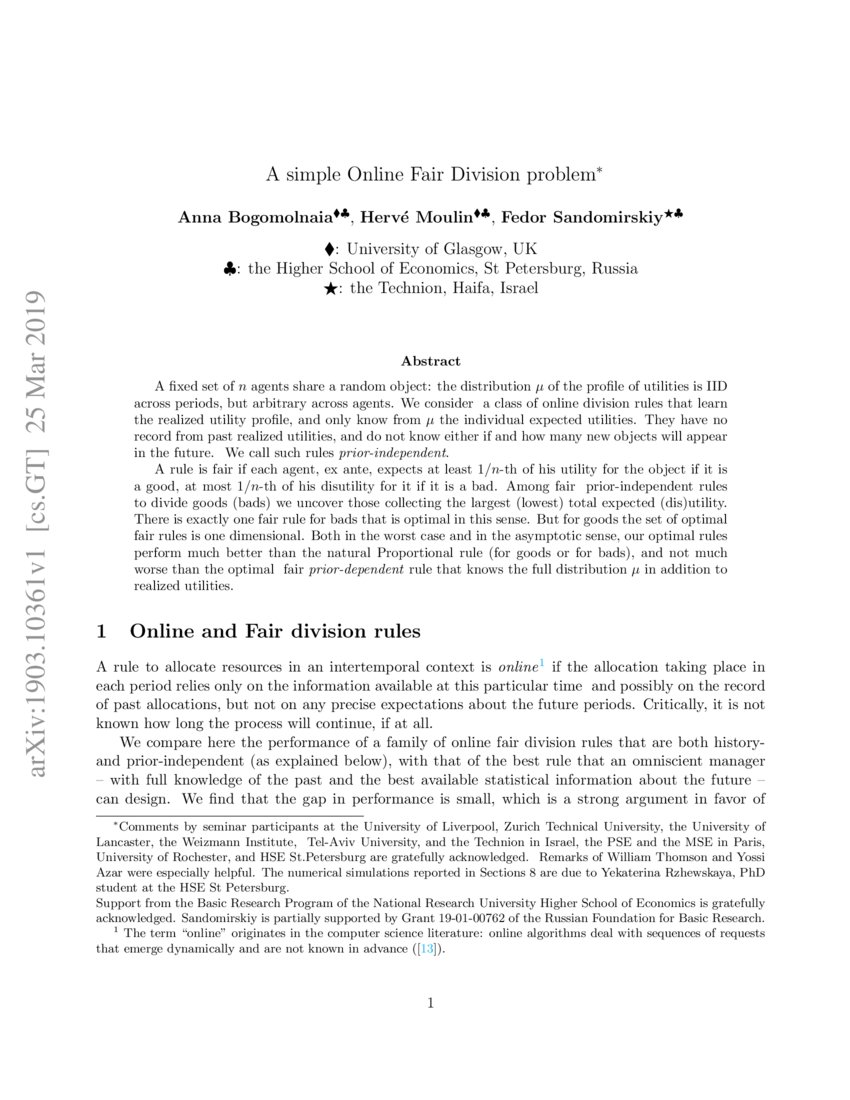 A simple Online Fair Division problem | DeepAI