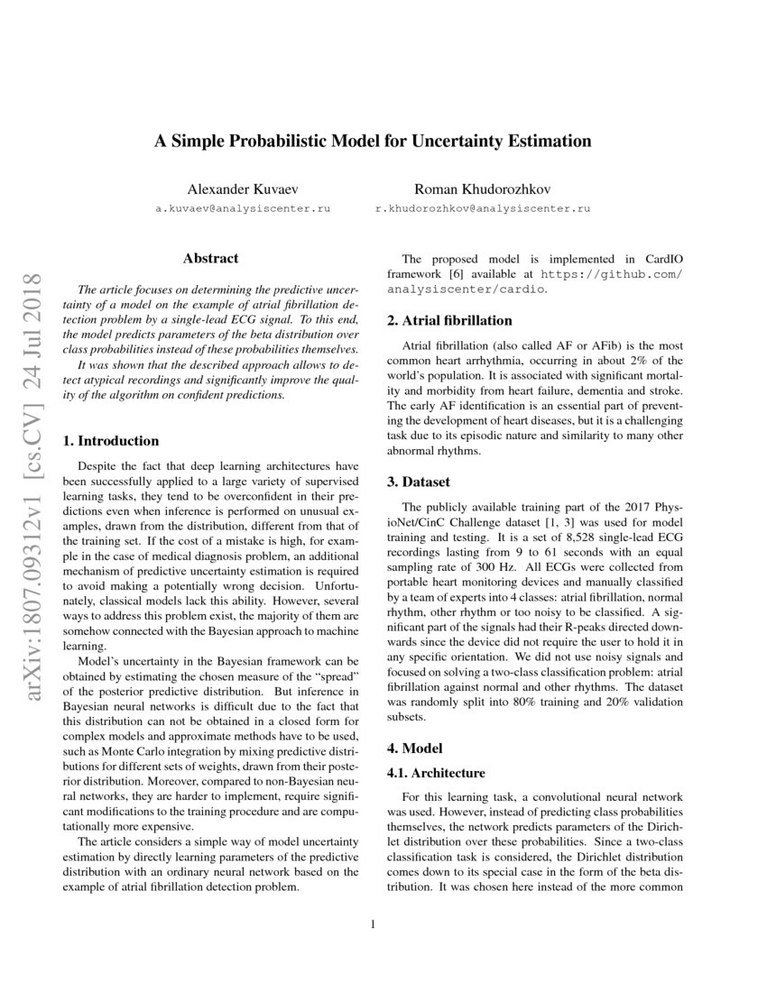 A Simple Probabilistic Model for Uncertainty Estimation | DeepAI