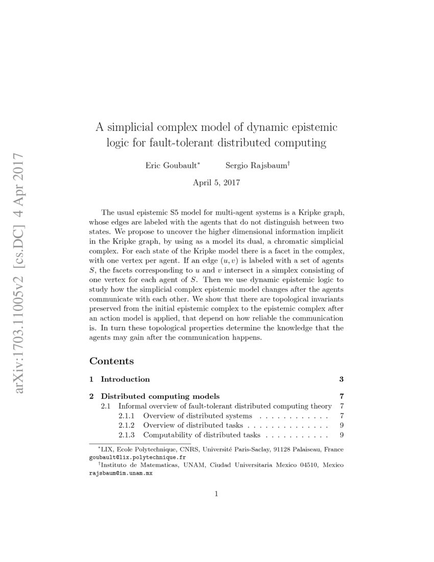 A simplicial complex model of dynamic epistemic logic for fault-tolerant distributed computing ...