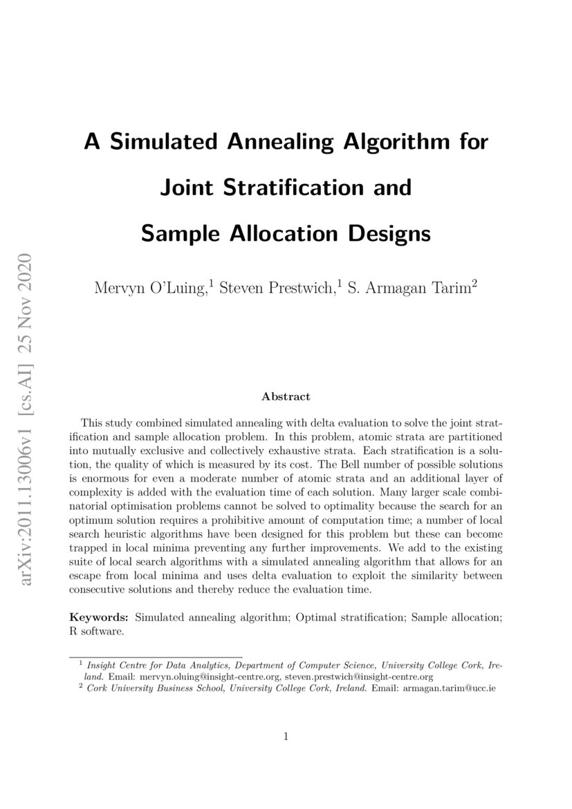 A Simulated Annealing Algorithm For Joint Stratification And Sample