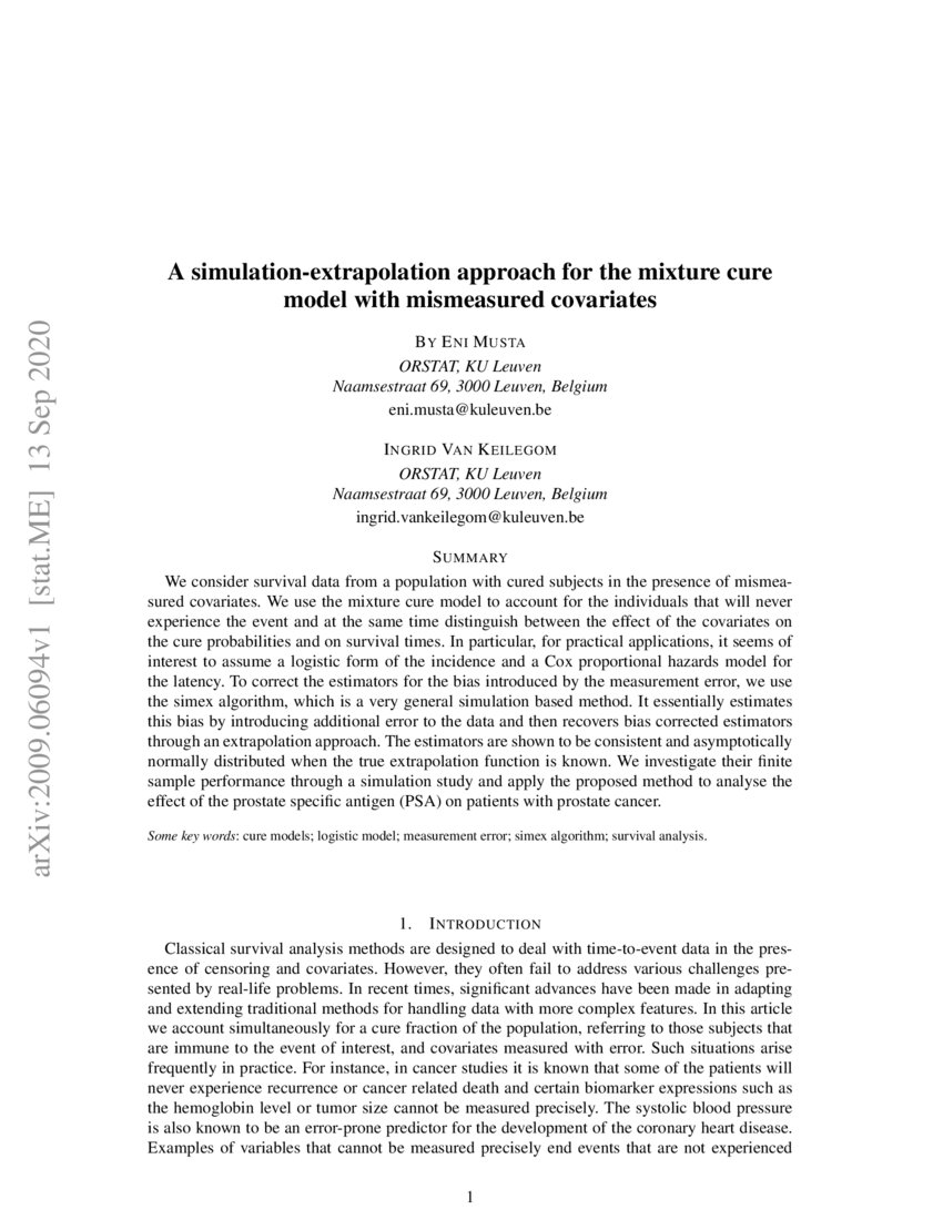 A Simulation Extrapolation Approach For The Mixture Cure Model With 0539