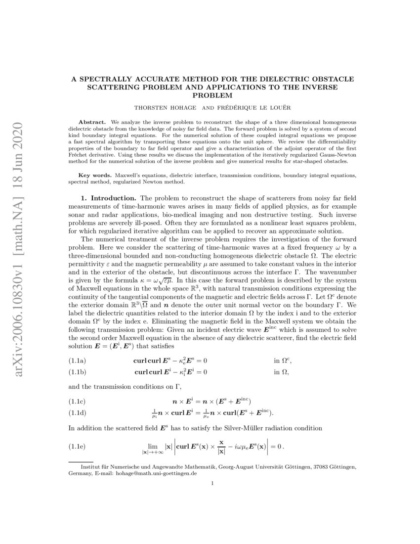A spectrally accurate method for the dielectric obstacle scattering problem and applications to ...