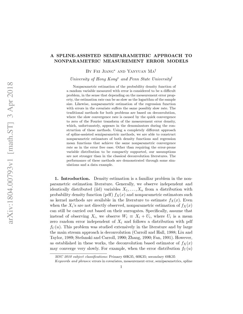 A Spline Assisted Semiparametric Approach To Non Parametric Measurement