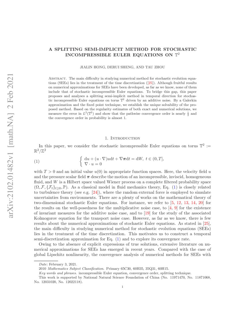 A Splitting Semi Implicit Method For Stochastic Incompressible Euler