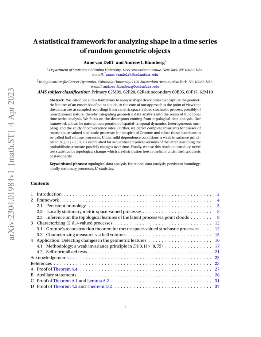A Statistical Framework For Analyzing Shape In A Time Series Of Random