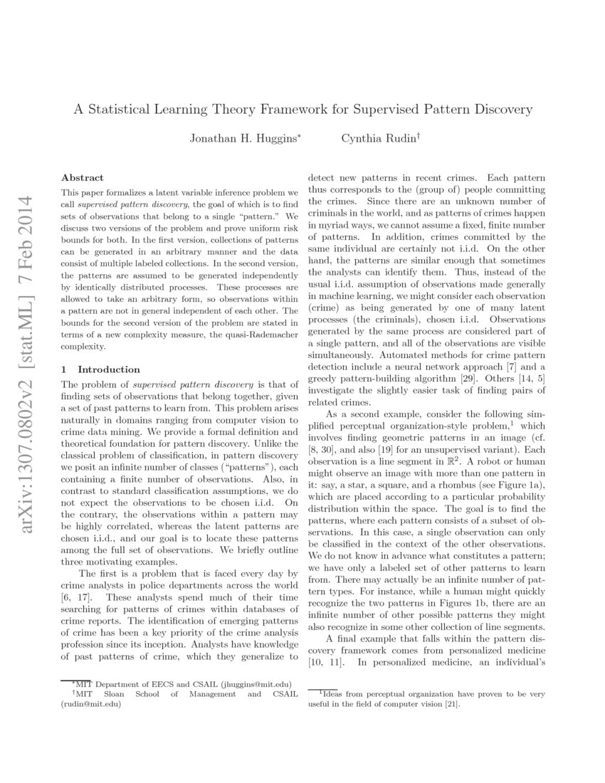 A Statistical Learning Theory Framework for Supervised Pattern Discovery | DeepAI
