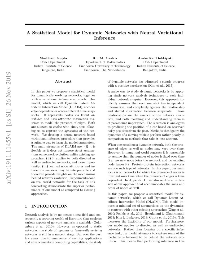 A Statistical Model for Dynamic Networks with Neural Variational ...