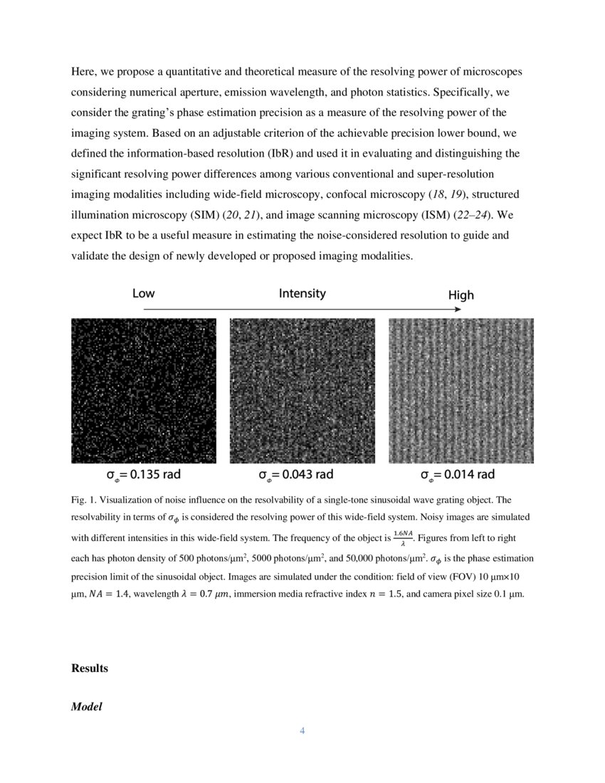 A Statistical Resolution Measure Of Fluorescence Microscopy With Finite