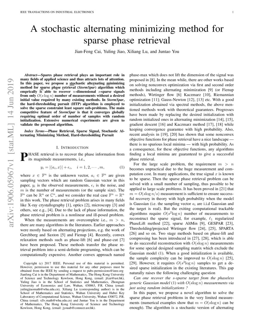 A stochastic alternating minimizing method for sparse phase retrieval ...