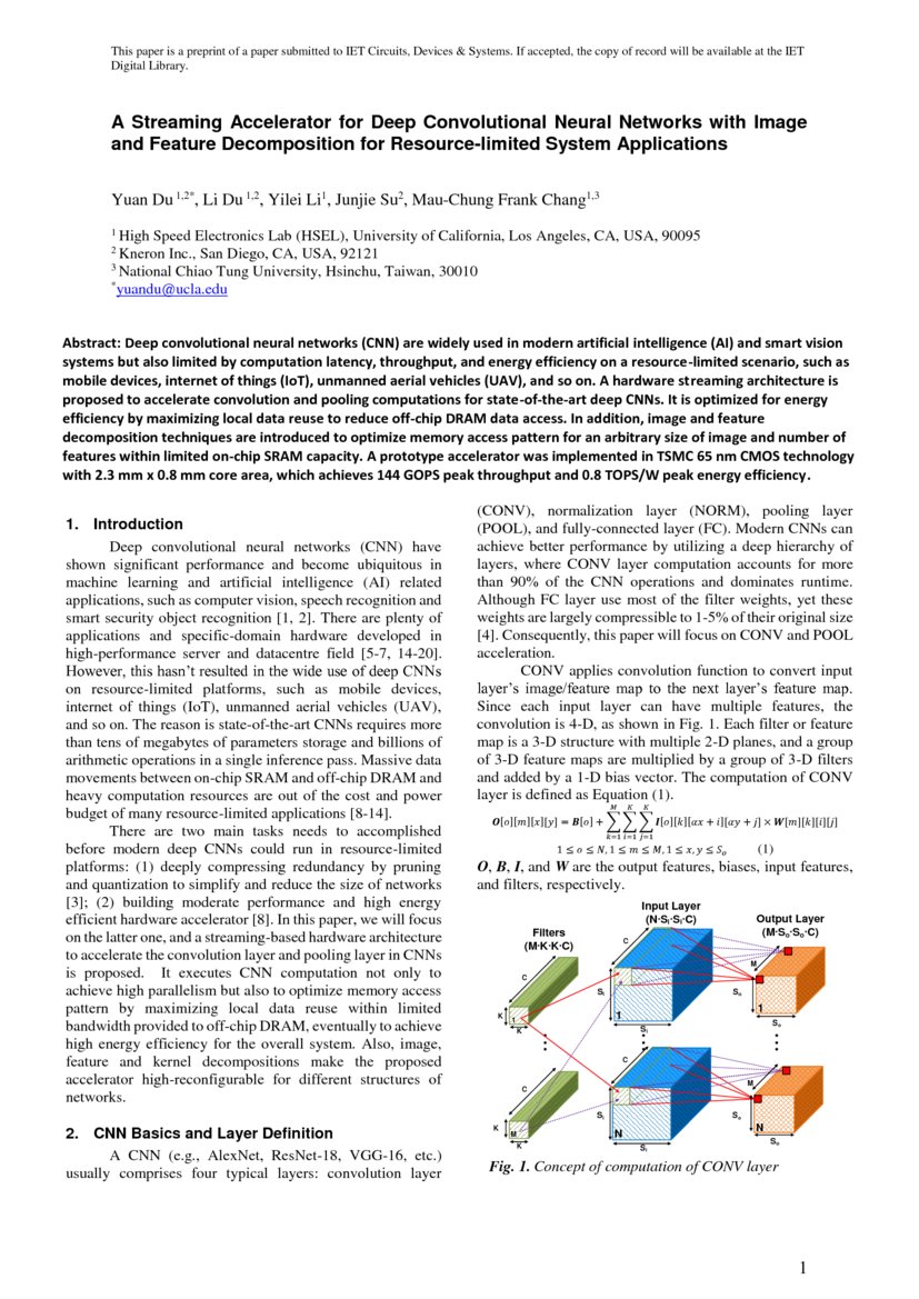 A Streaming Accelerator For Deep Convolutional Neural Networks With