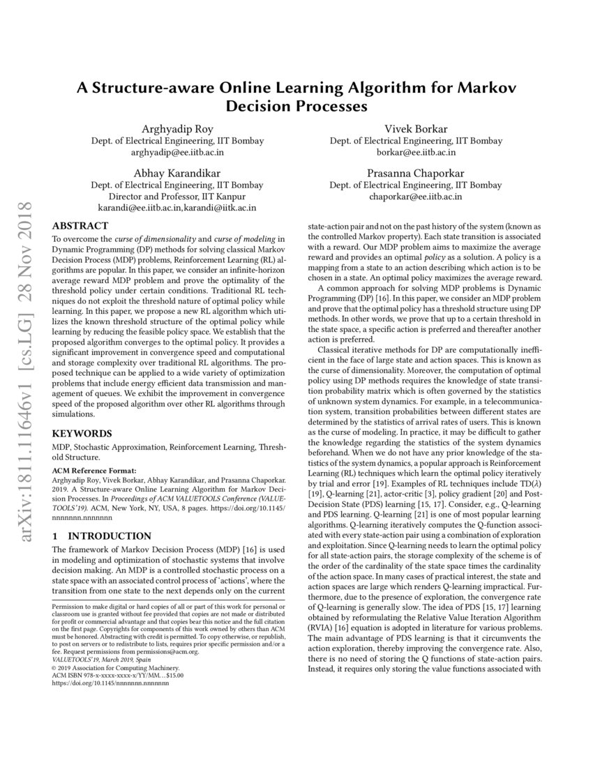 A Structure-aware Online Learning Algorithm for Markov Decision Processes | DeepAI