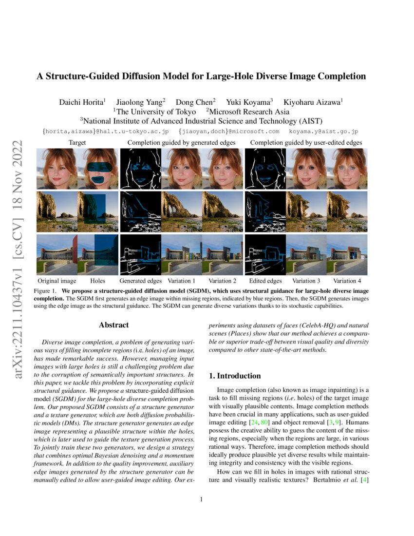 A Structure-Guided Diffusion Model for Large-Hole Diverse Image ... A Structure-Guided Diffusion Model for Large-Hole Diverse Image ...