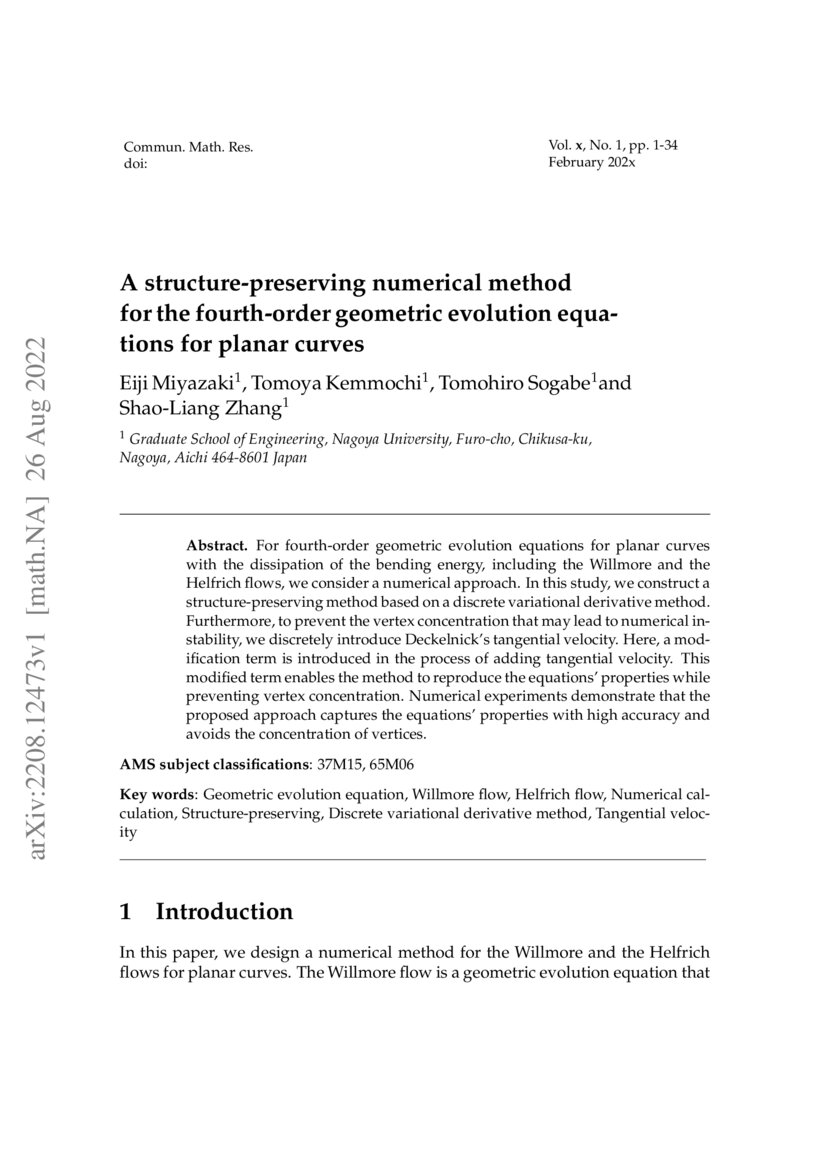 A Structure Preserving Numerical Method For The Fourth Order Geometric Evolution Equations For