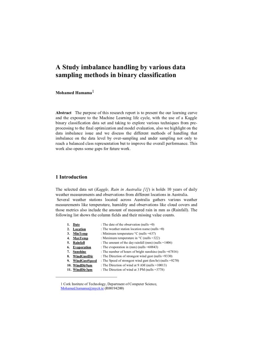 A Study imbalance handling by various data sampling methods in binary classification | DeepAI