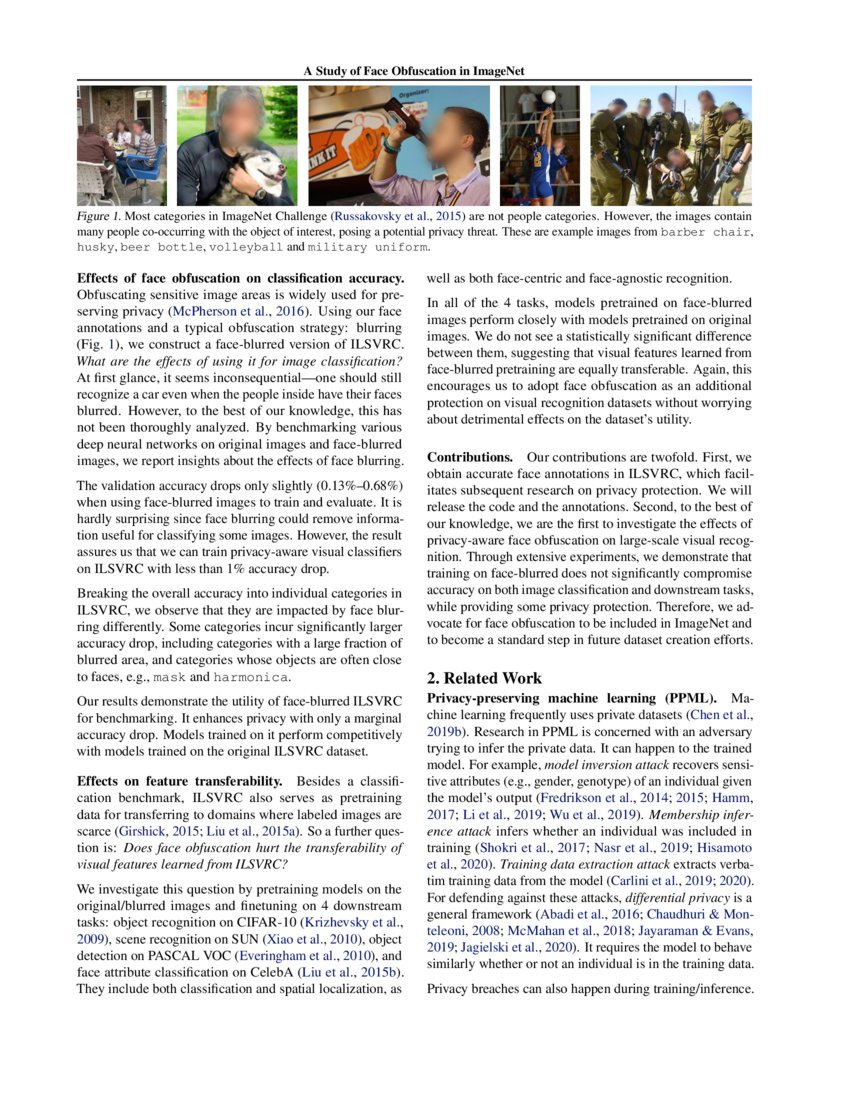 A Study of Face Obfuscation in ImageNet | DeepAI