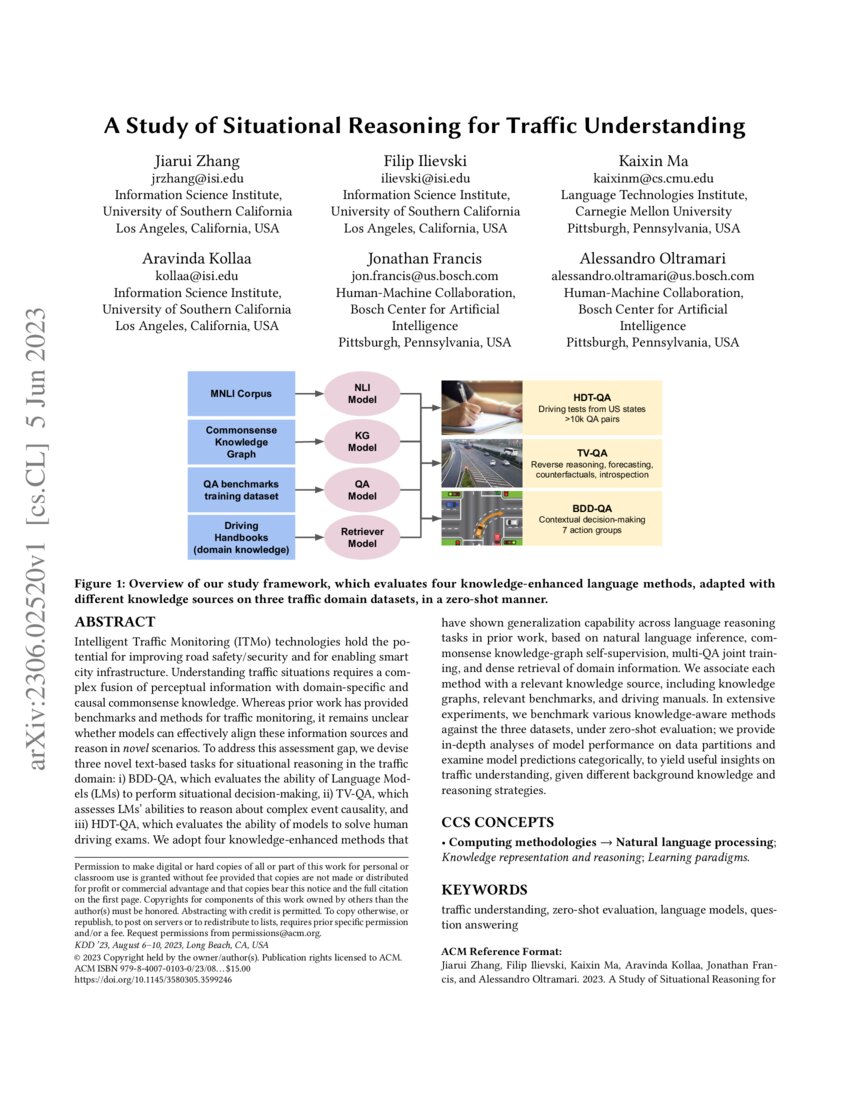 A Study of Situational Reasoning for Traffic Understanding | DeepAI