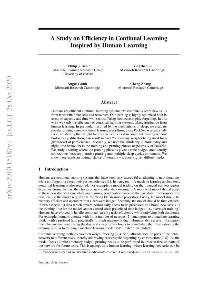 A Study on Efficiency in Continual Learning Inspired by Human Learning ...