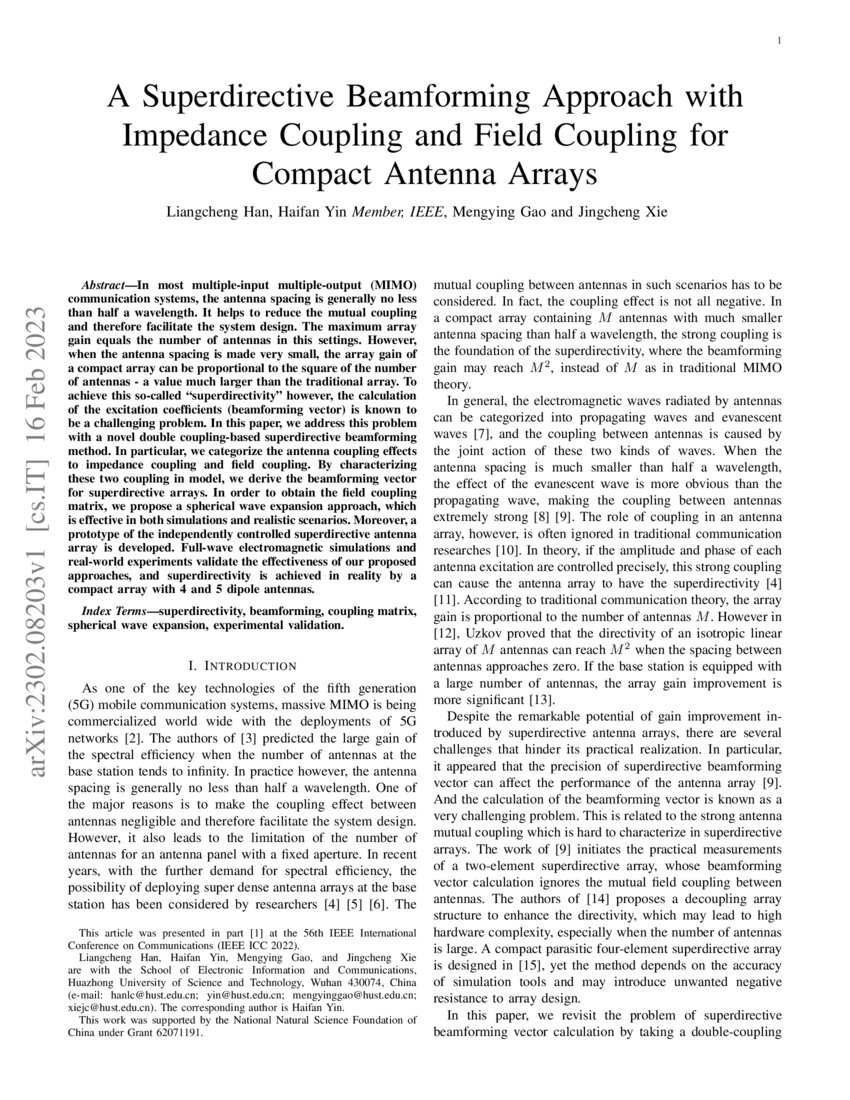 A Superdirective Beamforming Approach with Impedance Coupling and Field ... A Superdirective Beamforming Approach with Impedance Coupling and Field ...