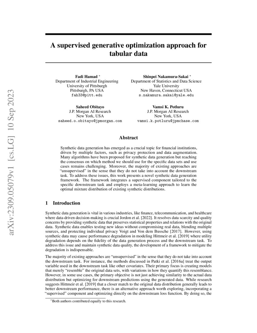 A Supervised Generative Optimization Approach For Tabular Data Deepai