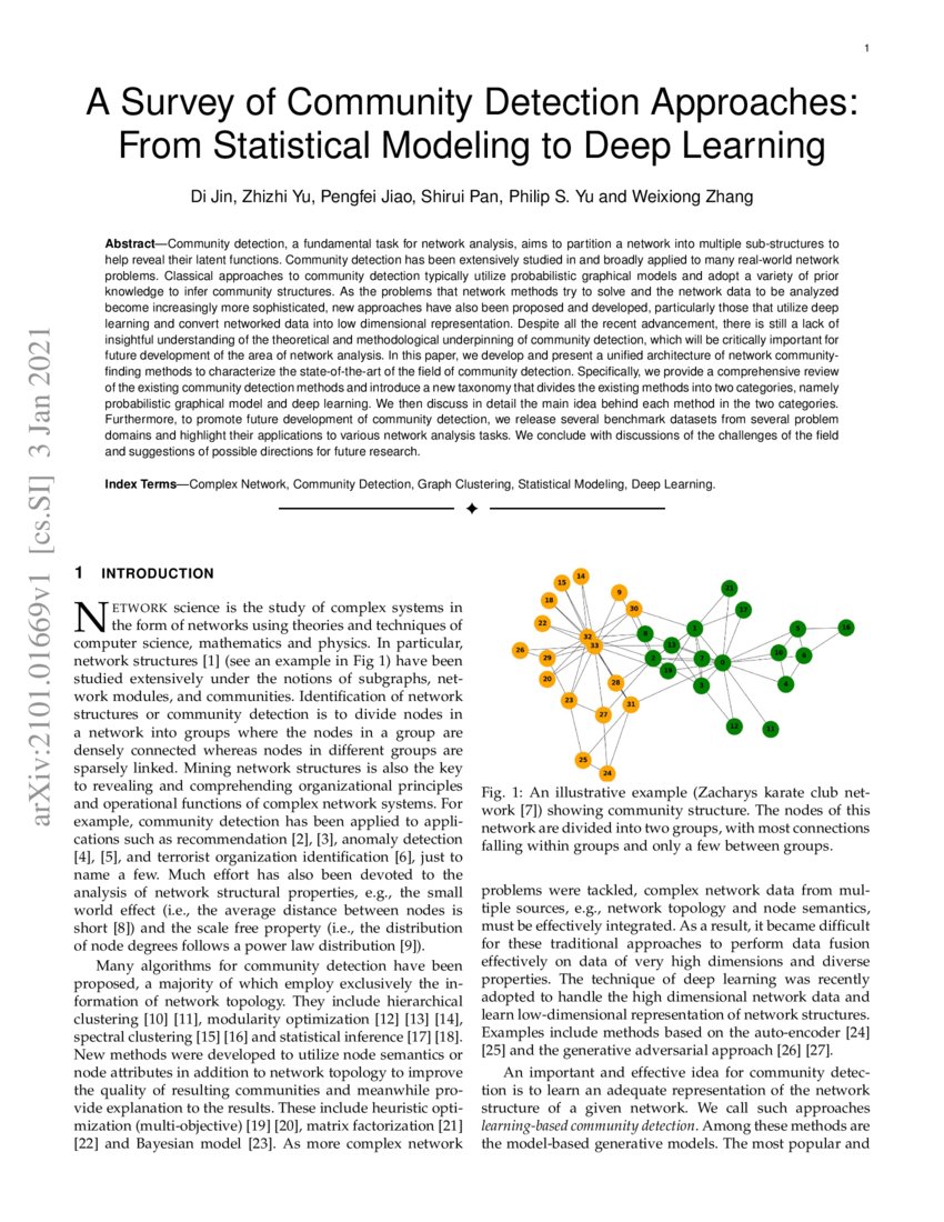 A Survey of Community Detection Approaches: From Statistical Modeling ...