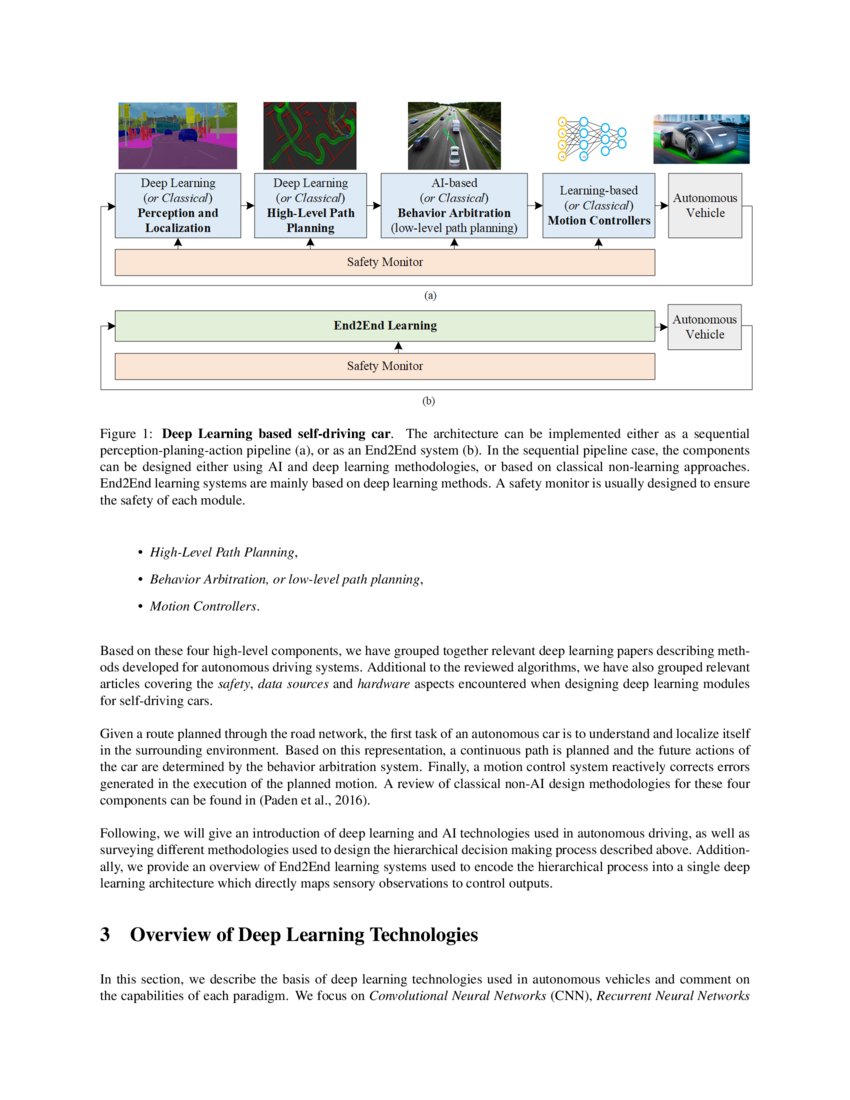 A Survey of Deep Learning Techniques for Autonomous Driving | DeepAI