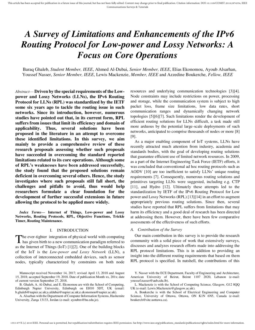 A Survey Of Limitations And Enhancements Of The Ipv6 Routing Protocol