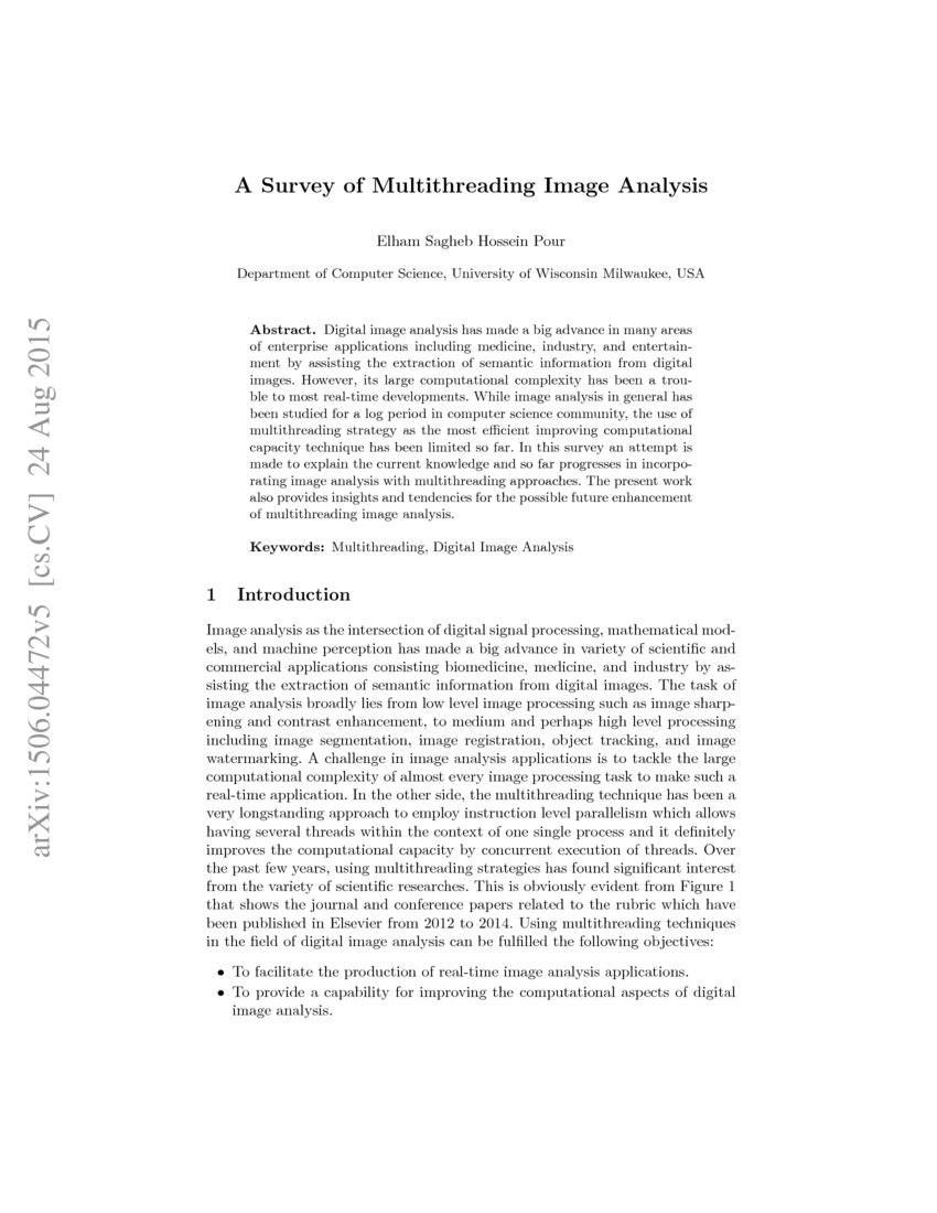 A Survey of Multithreading Image Analysis | DeepAI