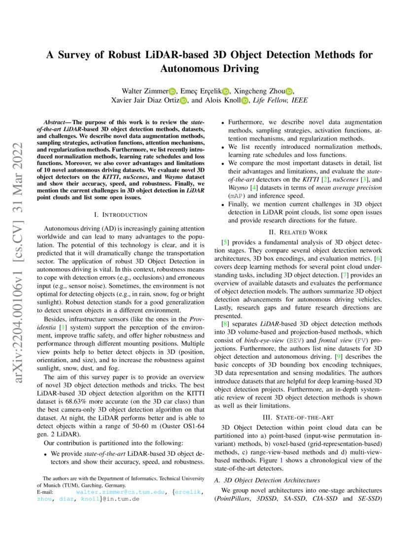 A Survey Of Robust 3d Object Detection Methods In Point Clouds Deepai