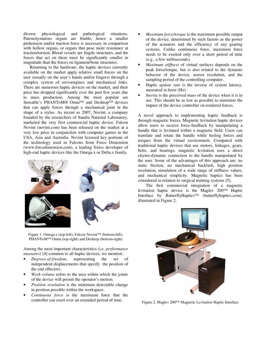 A Survey of Visuo-Haptic Simulation in Surgical Training | DeepAI