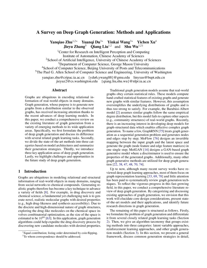 A Survey on Deep Graph Generation: Methods and Applications | DeepAI