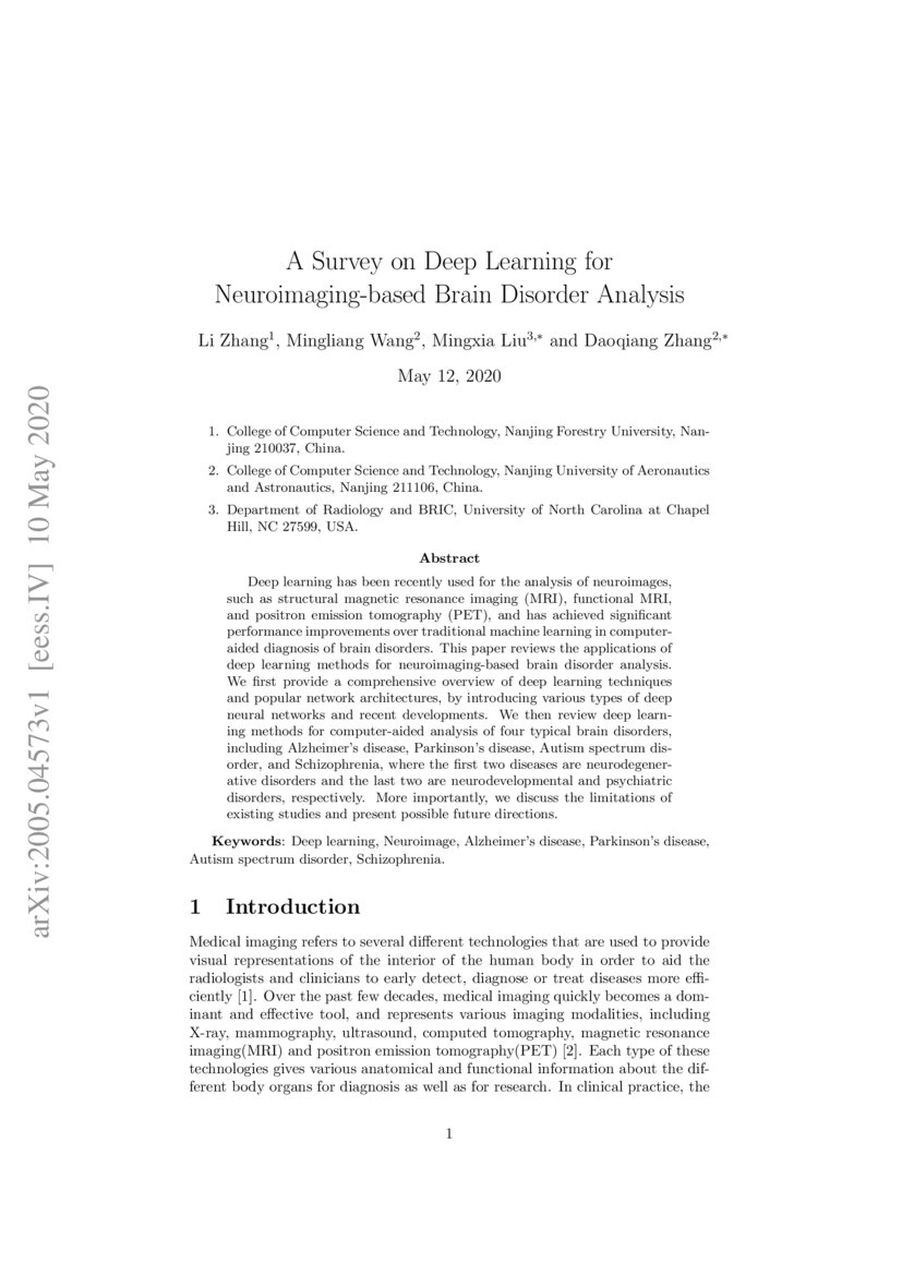 A Survey on Deep Learning for Neuroimaging-based Brain Disorder Analysis | DeepAI