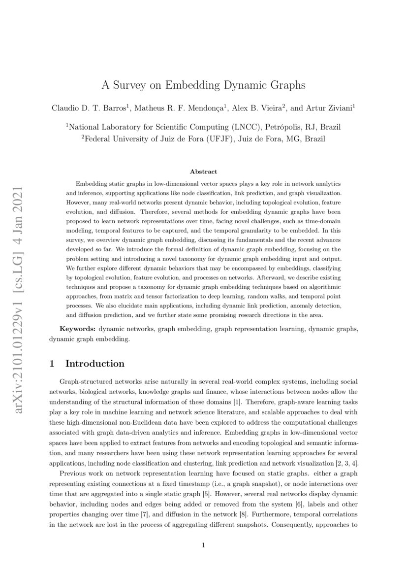 A Survey on Embedding Dynamic Graphs | DeepAI