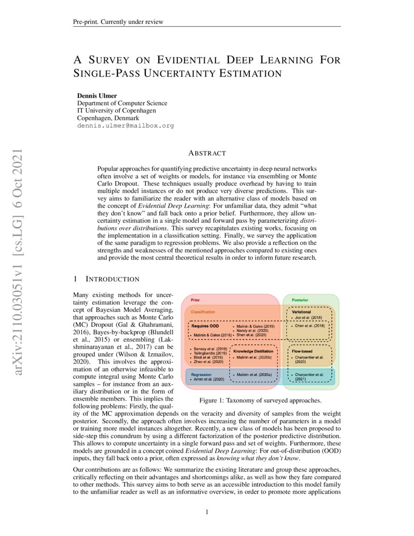 A Survey on Evidential Deep Learning For Single-Pass Uncertainty Estimation | DeepAI