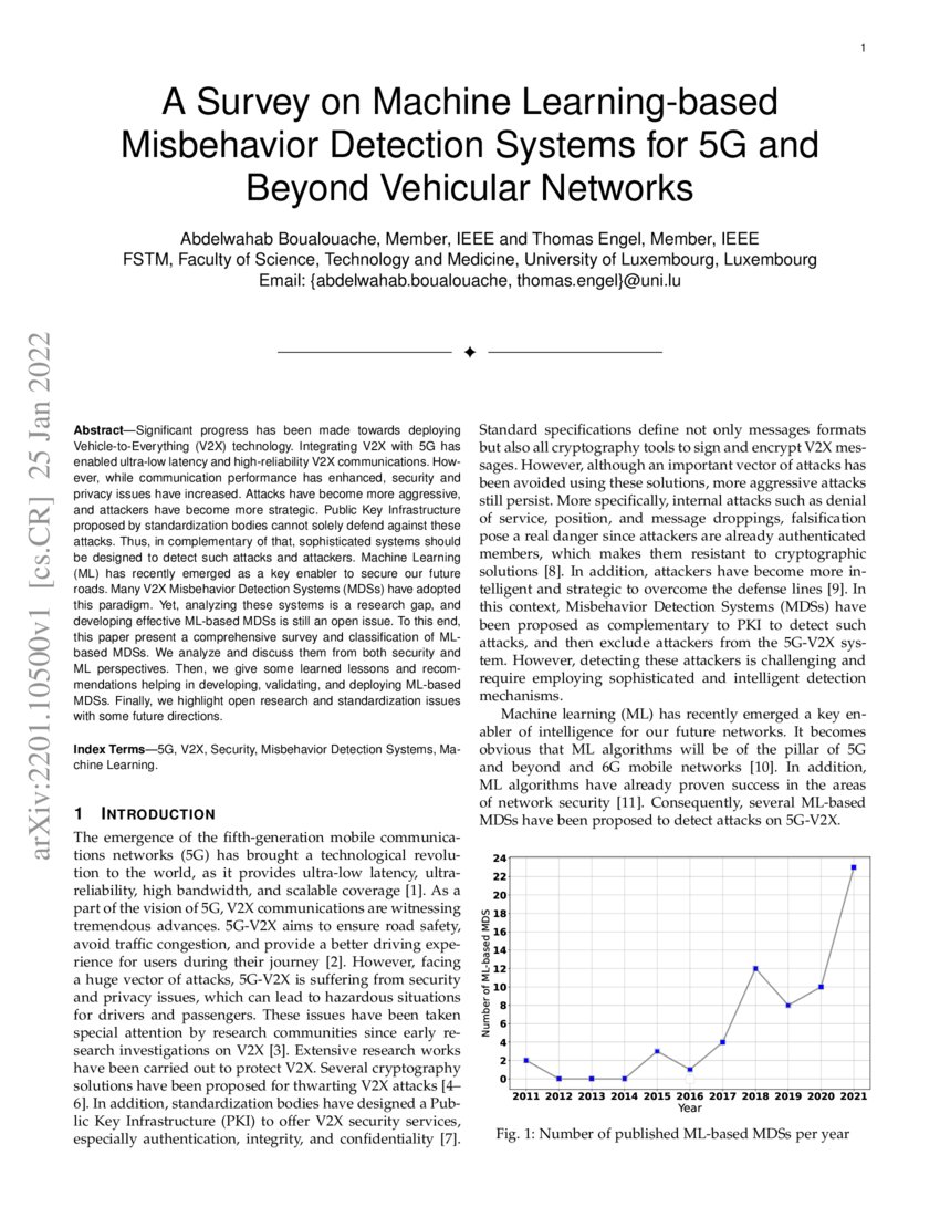 A Survey on Machine Learning-based Misbehavior Detection Systems for 5G ...