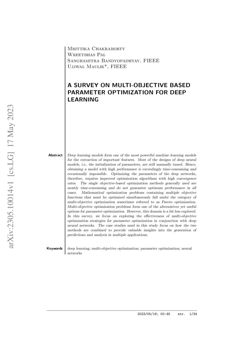 A Survey on Multi-Objective based Parameter Optimization for Deep ... A Survey on Multi-Objective based Parameter Optimization for Deep ...