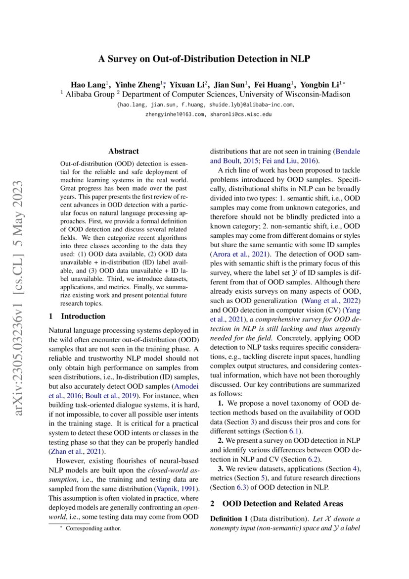 A Survey On Out Of Distribution Detection In Nlp Deepai
