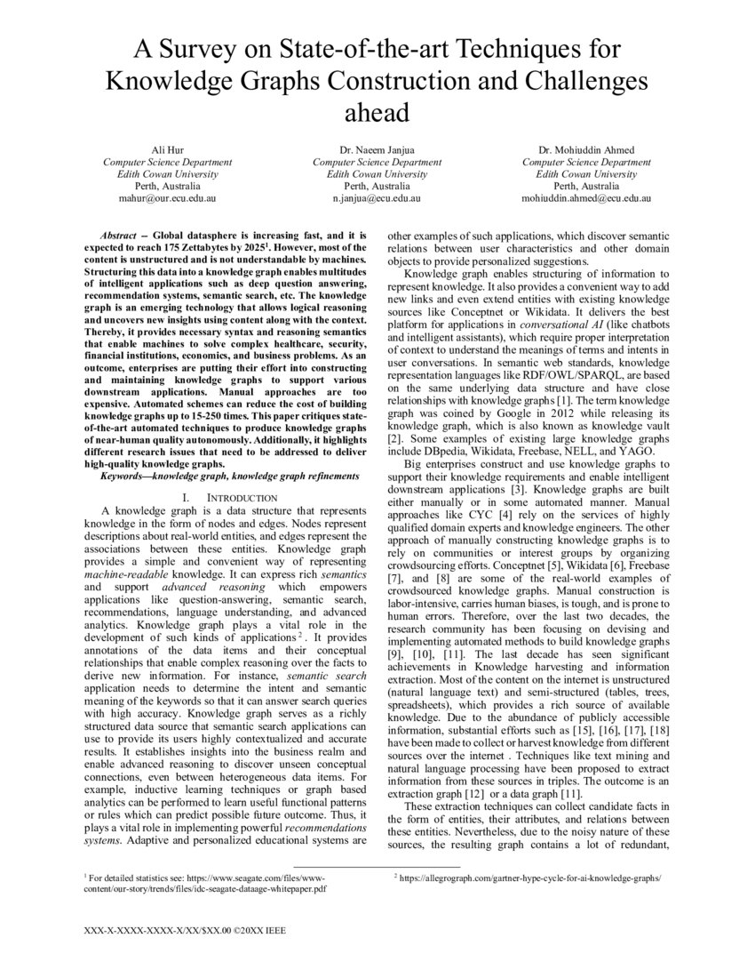 A Survey on State-of-the-art Techniques for Knowledge Graphs ...