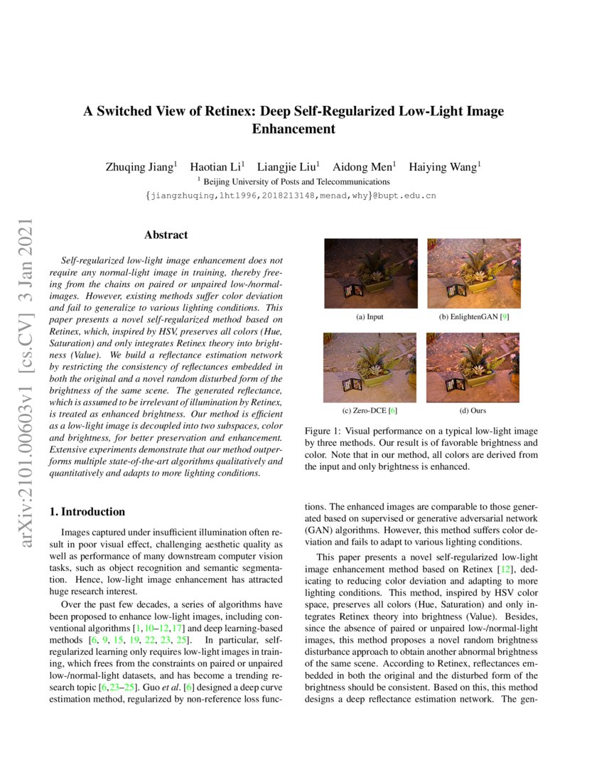 A Switched View of Retinex: Deep Self-Regularized Low-Light Image Enhancement | DeepAI