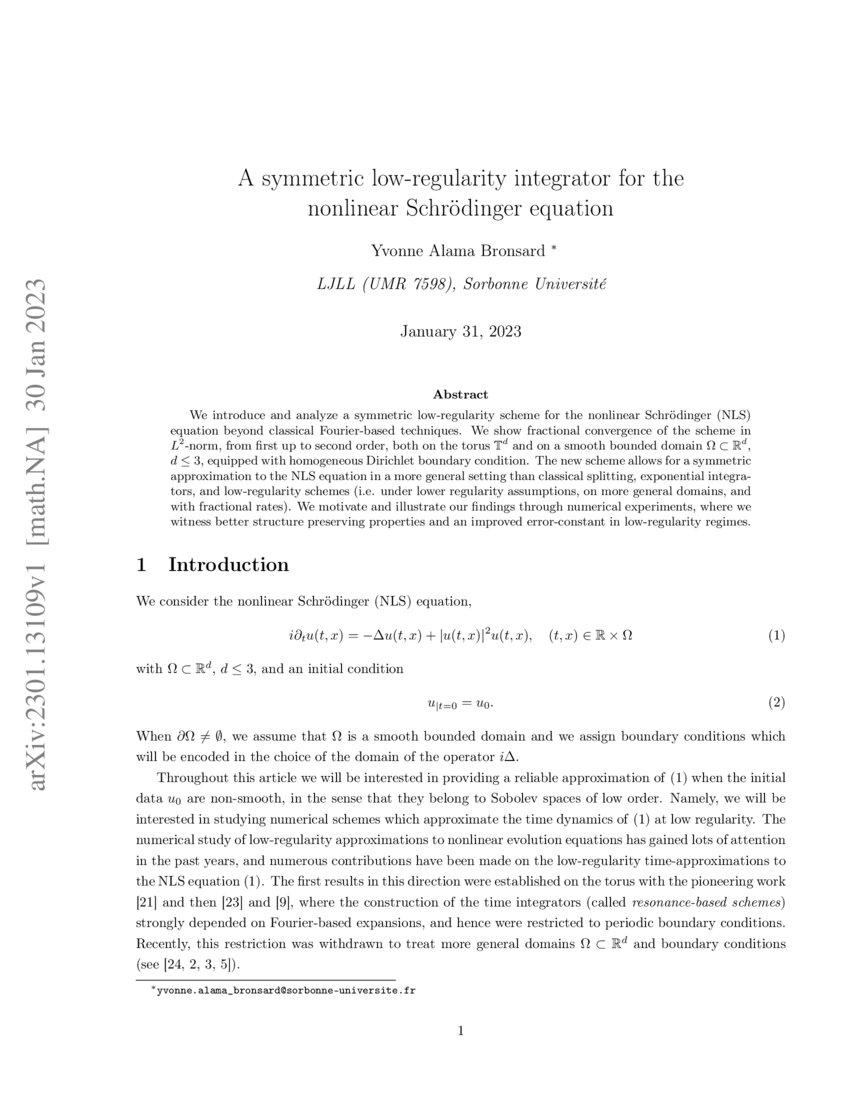 A symmetric low-regularity integrator for the nonlinear Schrödinger equation | DeepAI