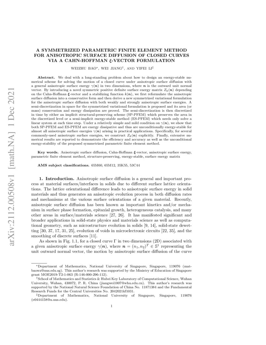 A symmetrized parametric finite element method for anisotropic surface diffusion of closed ...