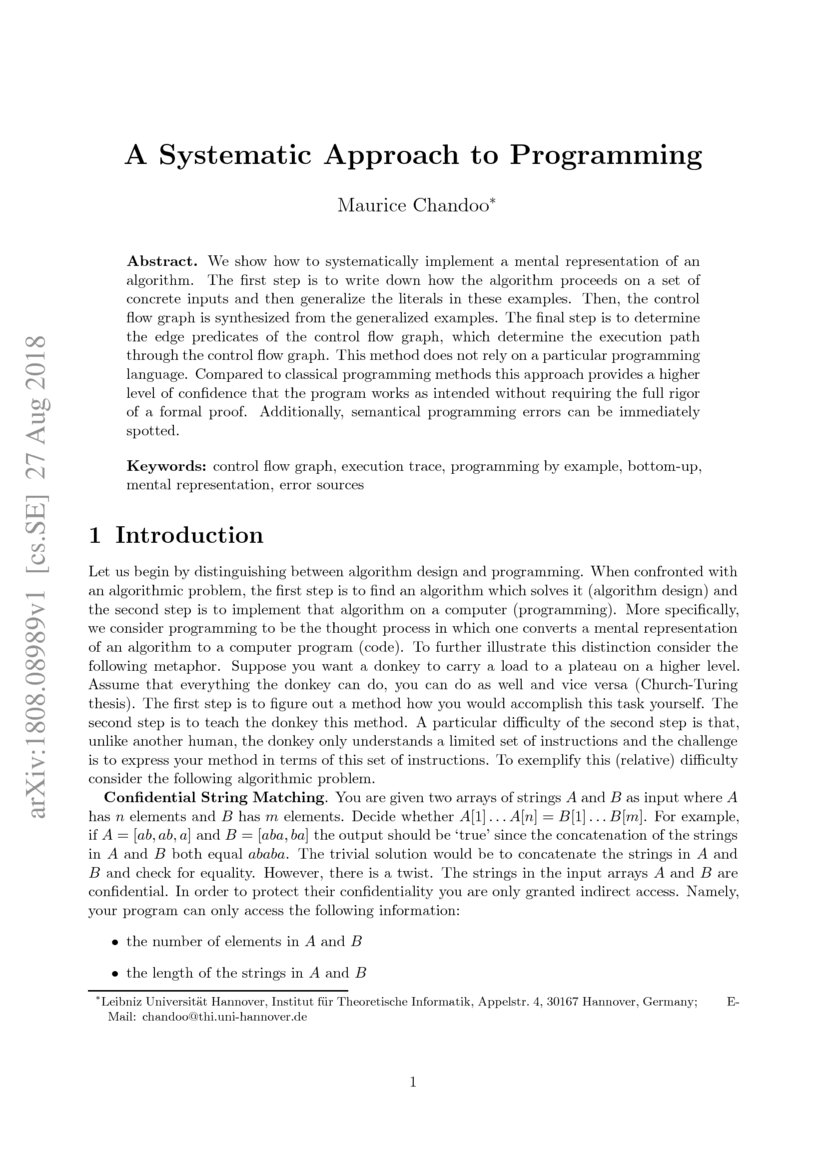 A Systematic Approach to Programming | DeepAI