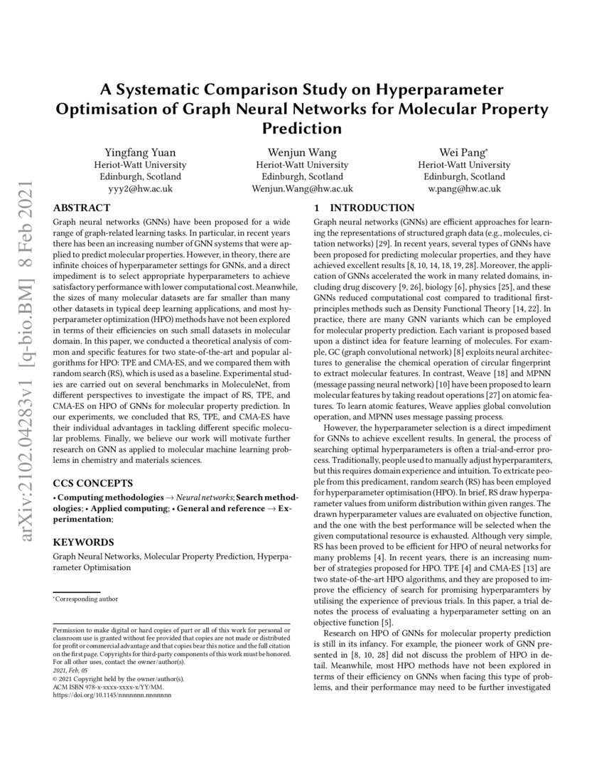 A Systematic Comparison Study on Hyperparameter Optimisation of Graph Neural Networks for ...
