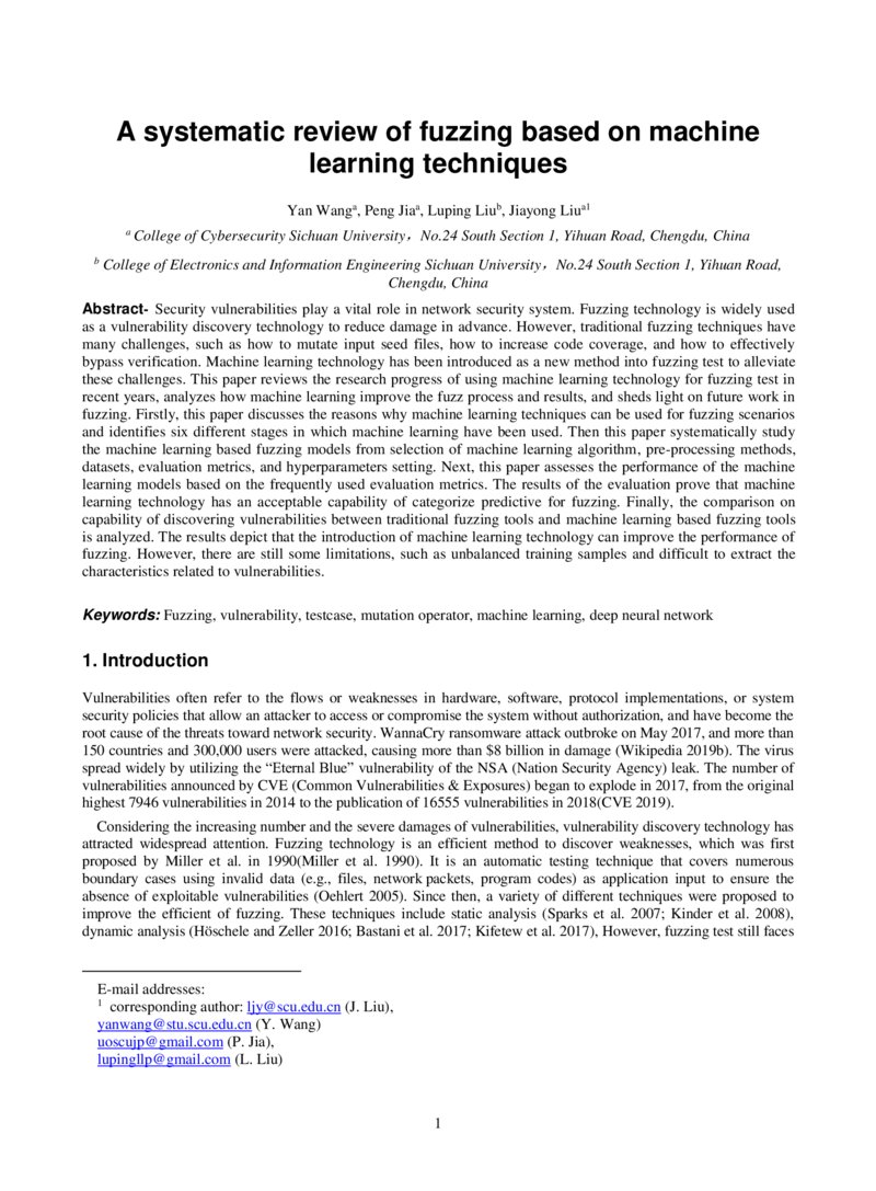 A systematic review of fuzzing based on machine learning techniques ...