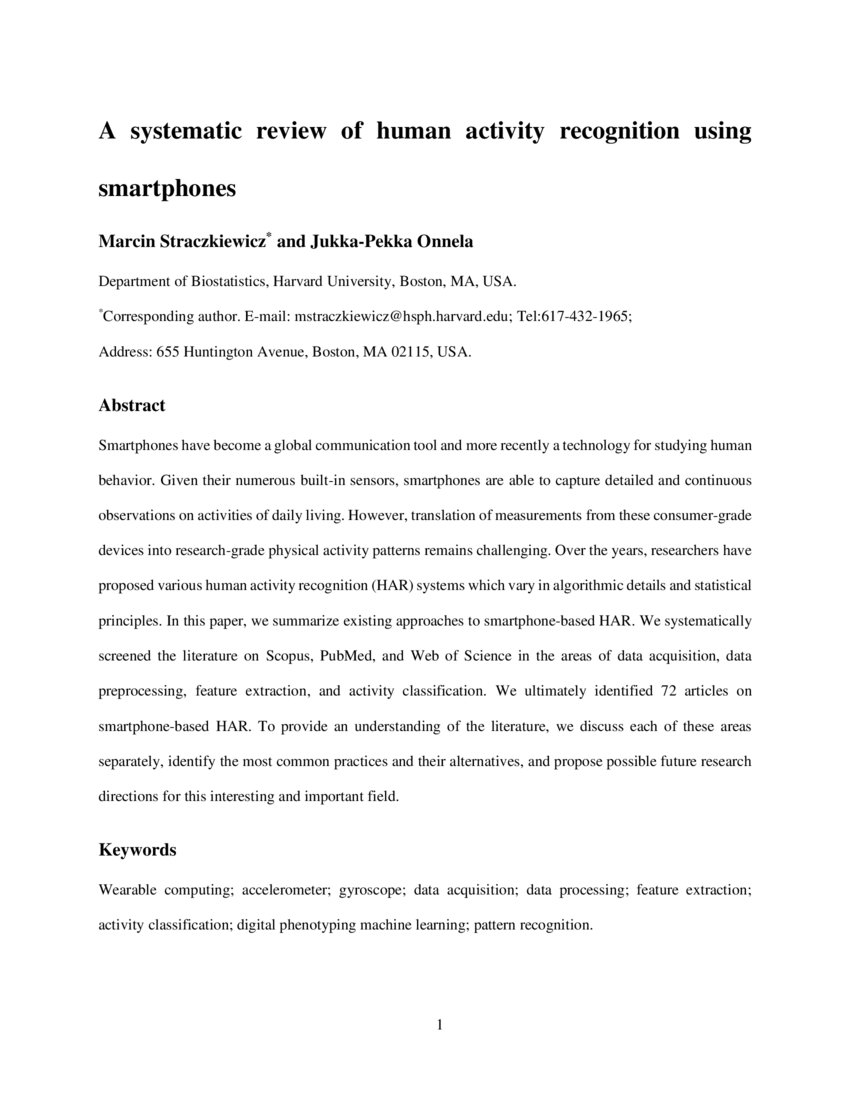 A Systematic Review Of Human Activity Recognition Using Smartphones