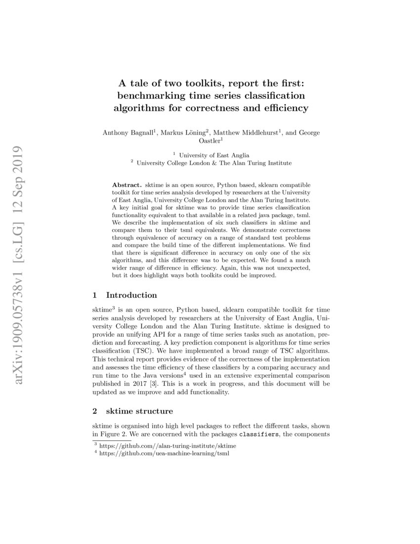 A Tale Of Two Toolkits Report The First Benchmarking Time Series Classification Algorithms For