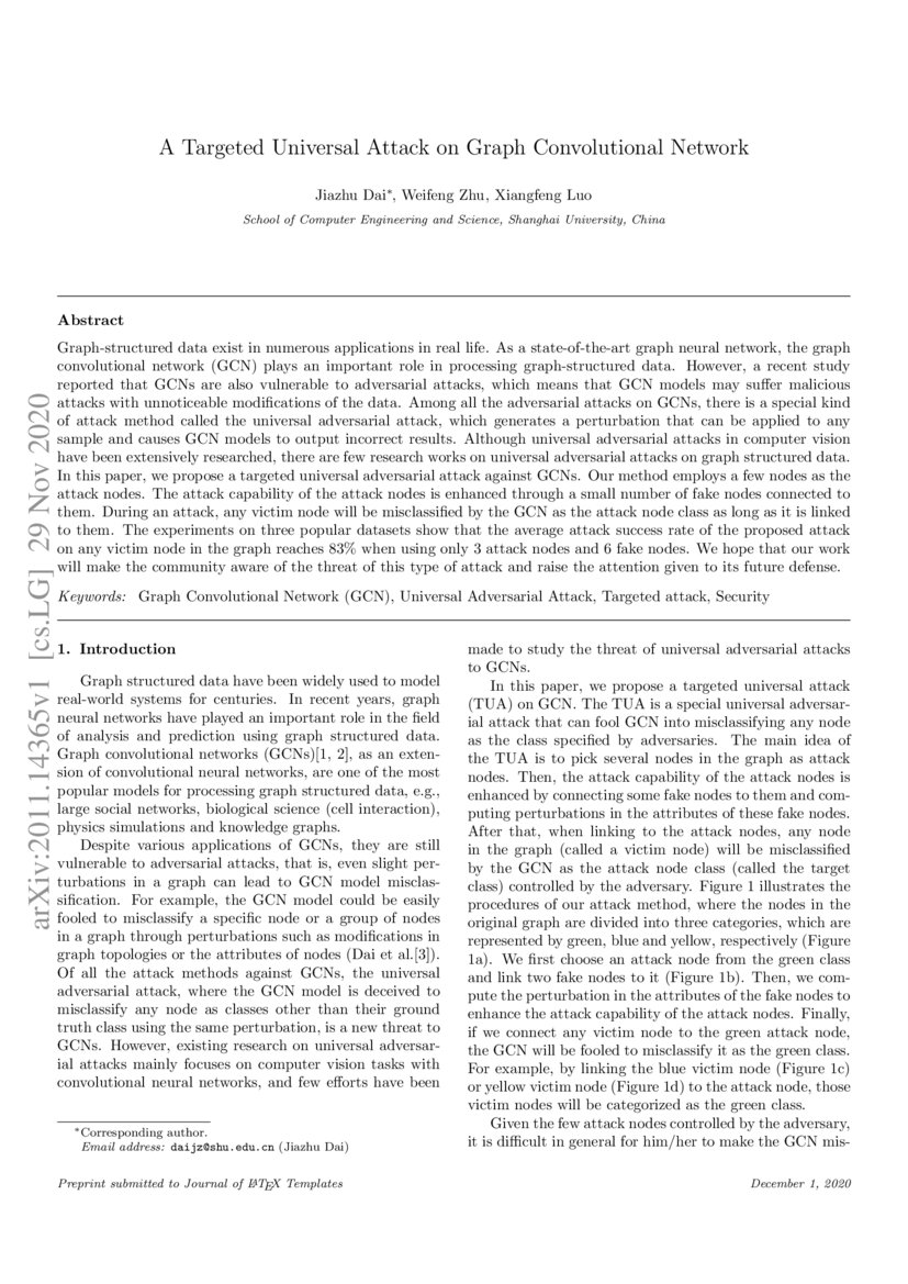 A Targeted Universal Attack on Graph Convolutional Network | DeepAI
