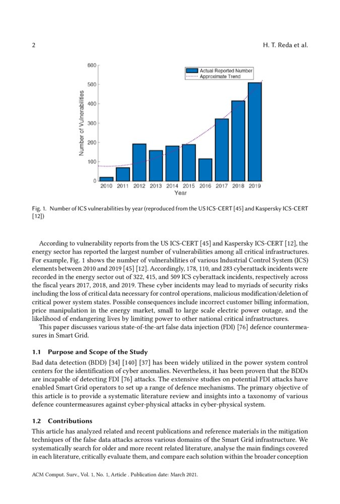 A Taxonomy Of Cyber Defence Strategies Against False Data Attacks In Smart Grid Deepai