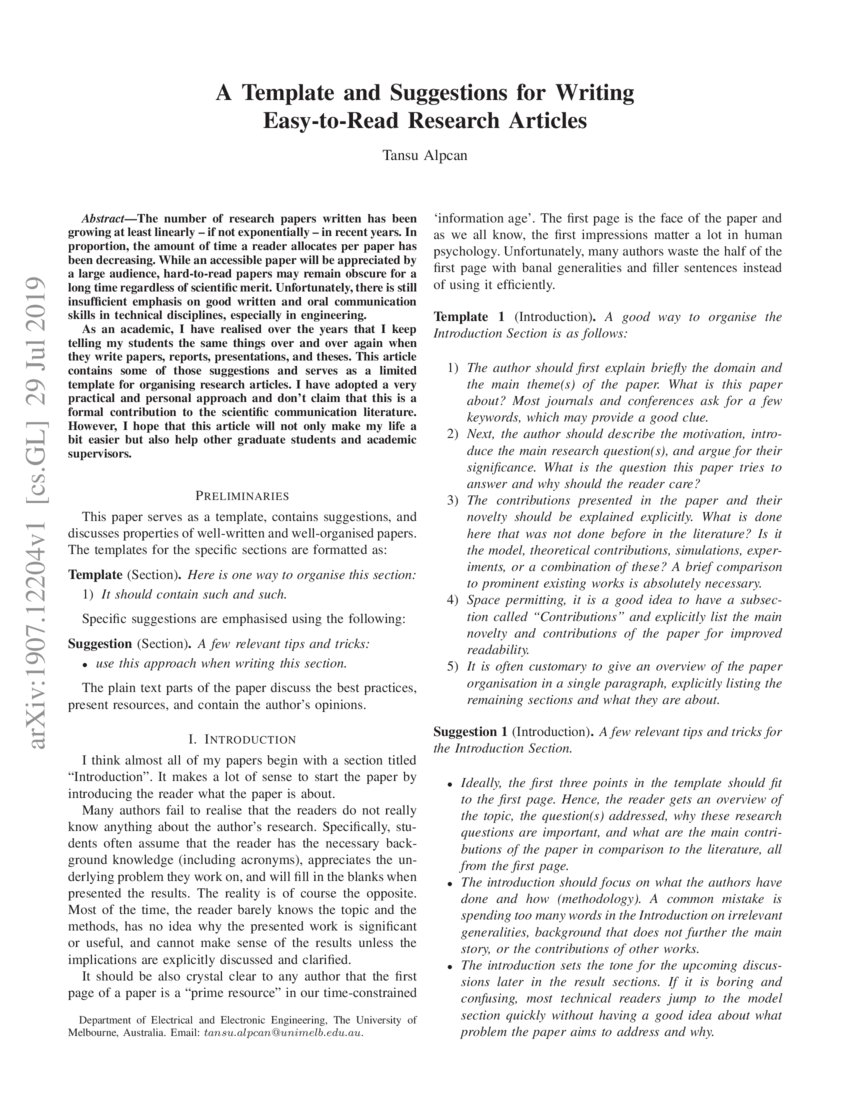 A Template And Suggestions For Writing Easy to Read Research Articles DeepAI a-template-and-suggestions-for-writing-easy-to-read-research-articles-deepai