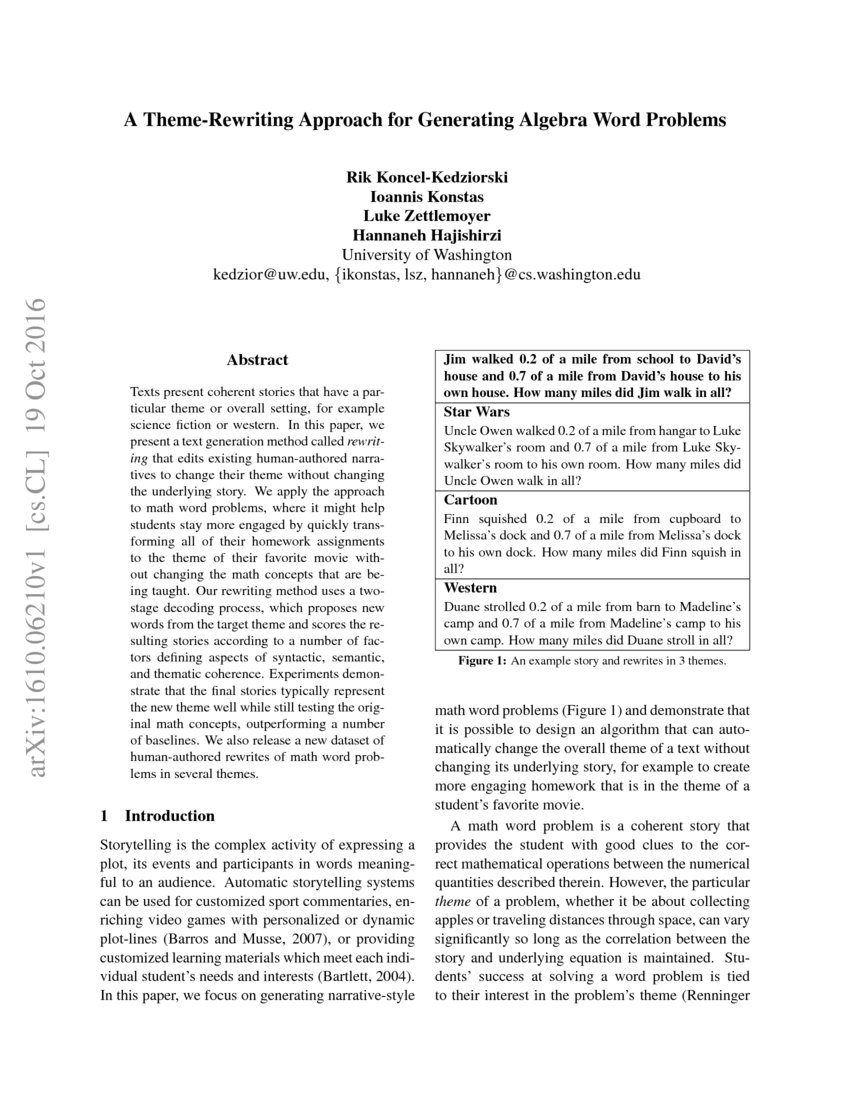 A Theme Rewriting Approach For Generating Algebra Word Problems DeepAI a-theme-rewriting-approach-for-generating-algebra-word-problems-deepai